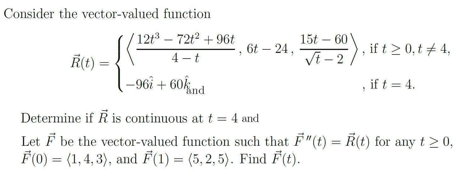 Solved Consider the vector-valued function ~R (t) | Chegg.com