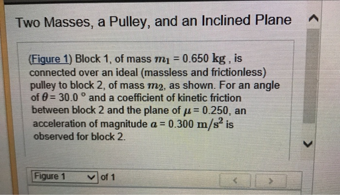 Solved Two Masses, a Pulley, and an Inclined Plane A (Figure | Chegg.com