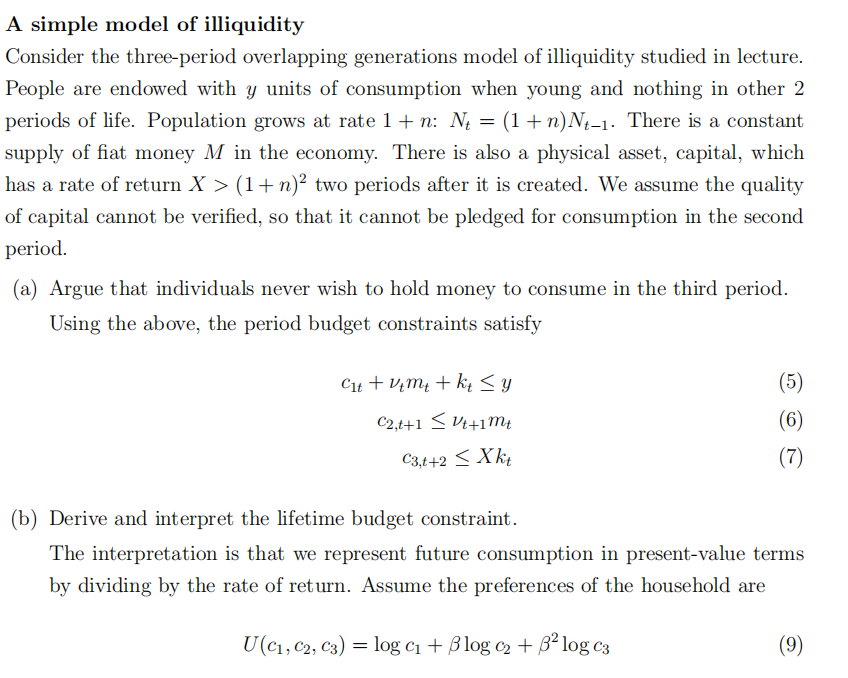 A simple model of illiquidity Consider the | Chegg.com