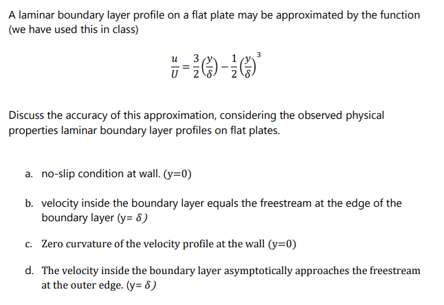 Solved A laminar boundary layer profile on a flat plate may | Chegg.com