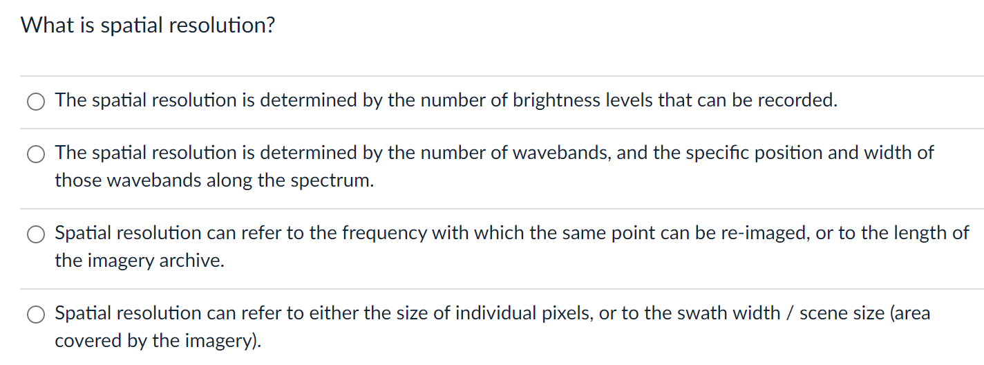 Solved What is spatial resolution? The spatial resolution is | Chegg.com