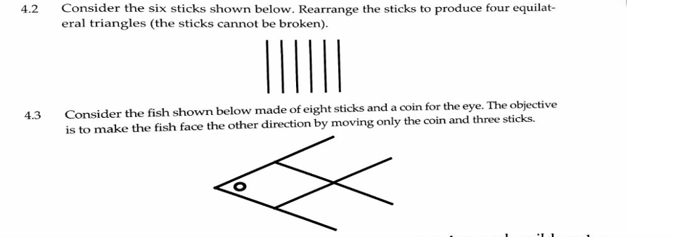 Solved 4.2 Consider the six sticks shown below. Rearrange | Chegg.com