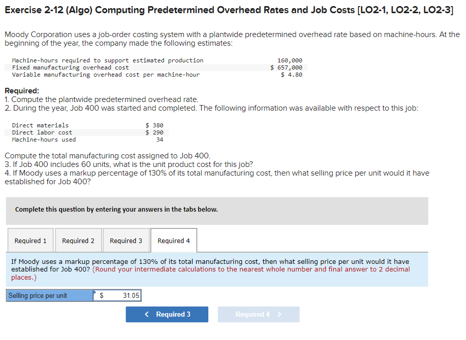 Solved Exercise 2-12 (Algo) Computing Predetermined Overhead | Chegg.com