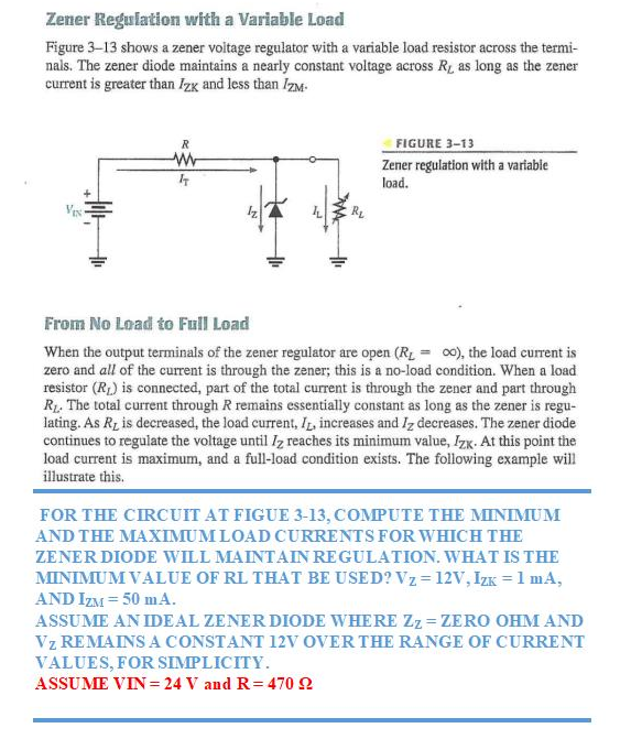 Solved Zener Regulation with a Variable Load Figure 3-13 | Chegg.com