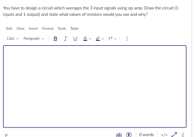 Solved You have to design a circuit which averages the 3 | Chegg.com