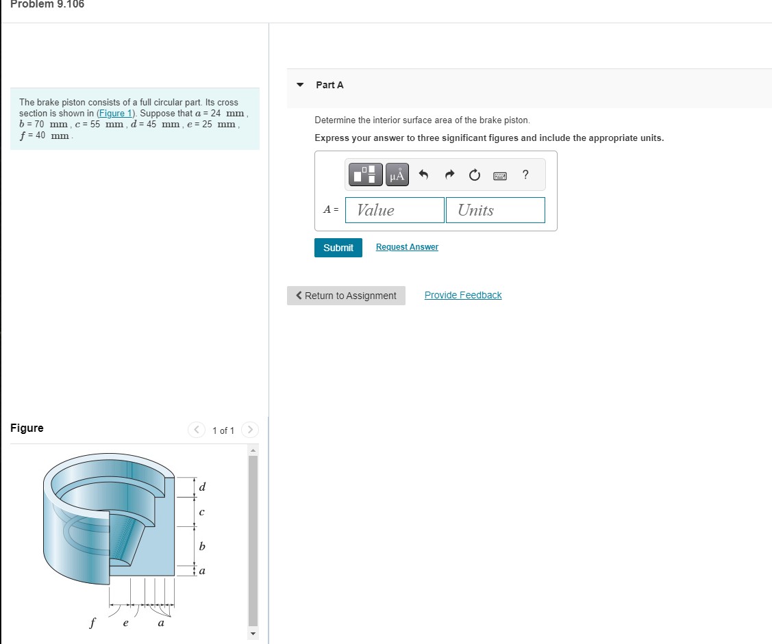 Solved The brake piston consists of a full circular part. | Chegg.com
