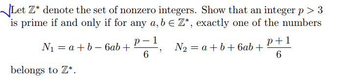 Solved Let Z* denote the set of nonzero integers. Show that | Chegg.com