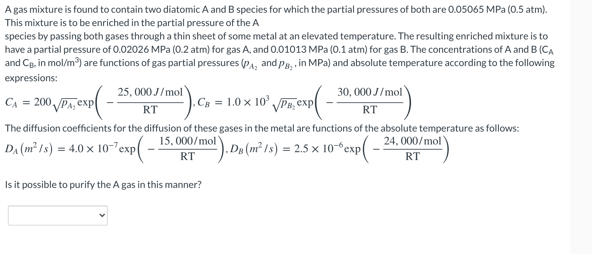 Solved Agas mixture is found to contain two diatomic A and B | Chegg.com