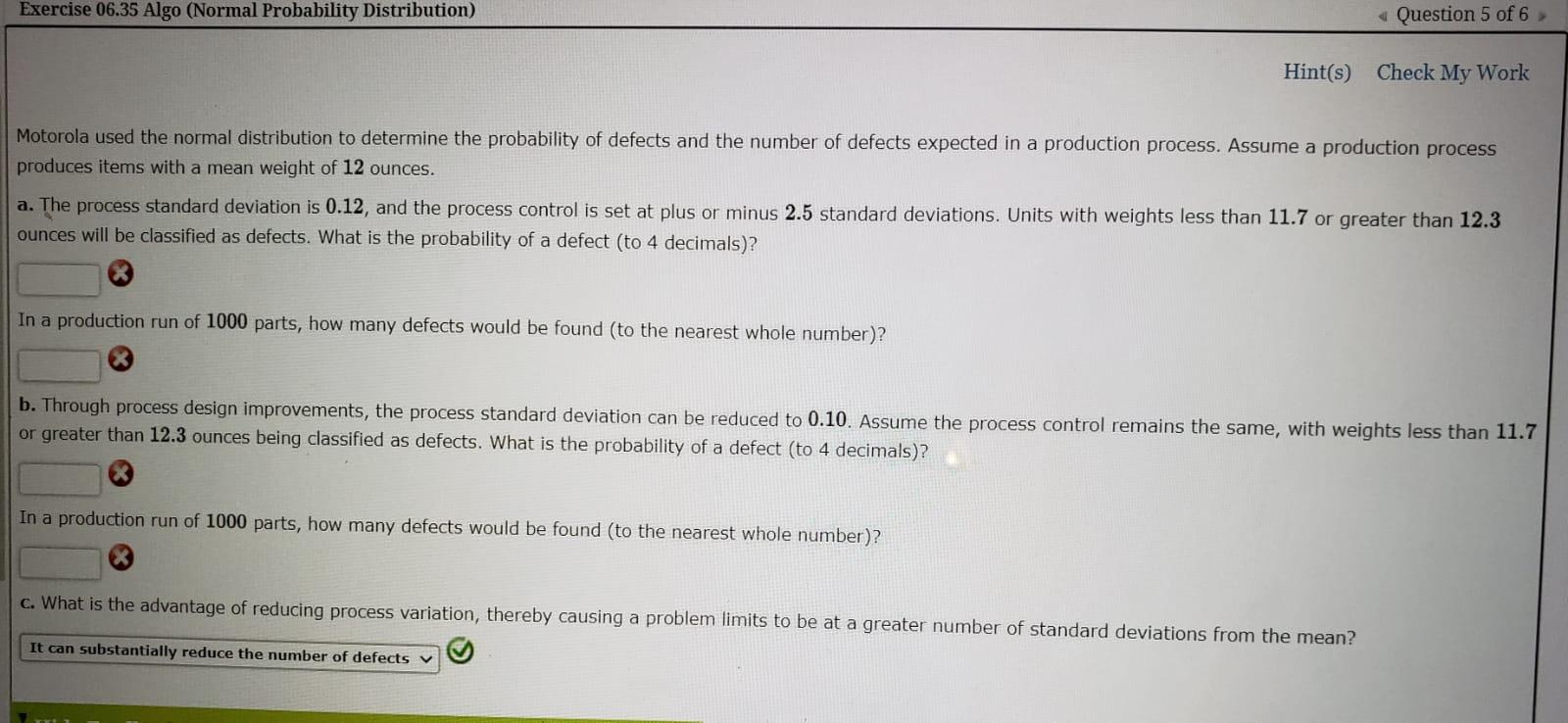 Solved Exercise 06.35 Algo (Normal Probability Distribution) | Chegg.com