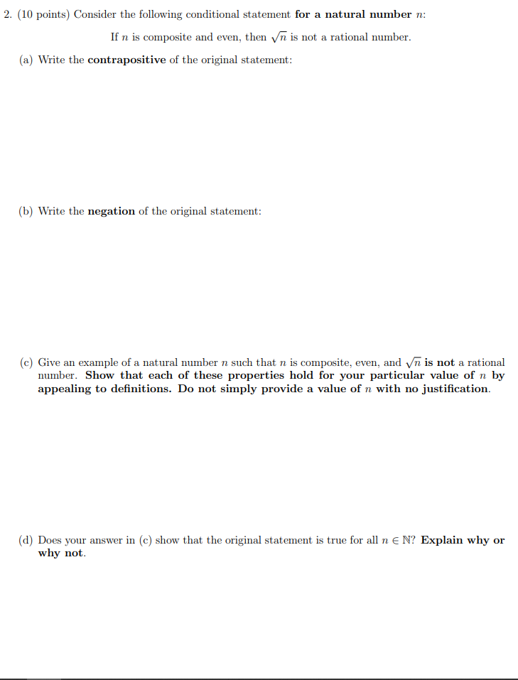 Solved 2. (10 points) Consider the following conditional | Chegg.com