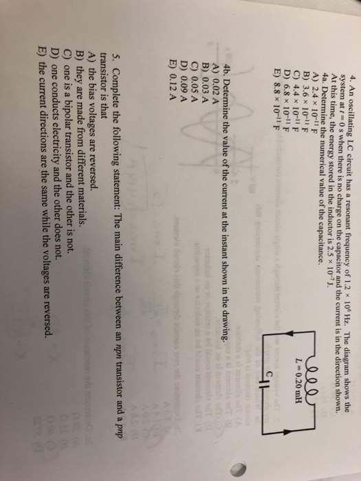 Solved 4. An oscillating LC circuit has a resonant frequency | Chegg.com