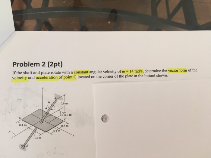 Solved Problem 2 (2pt) If the shaft and plate rotate with a | Chegg.com