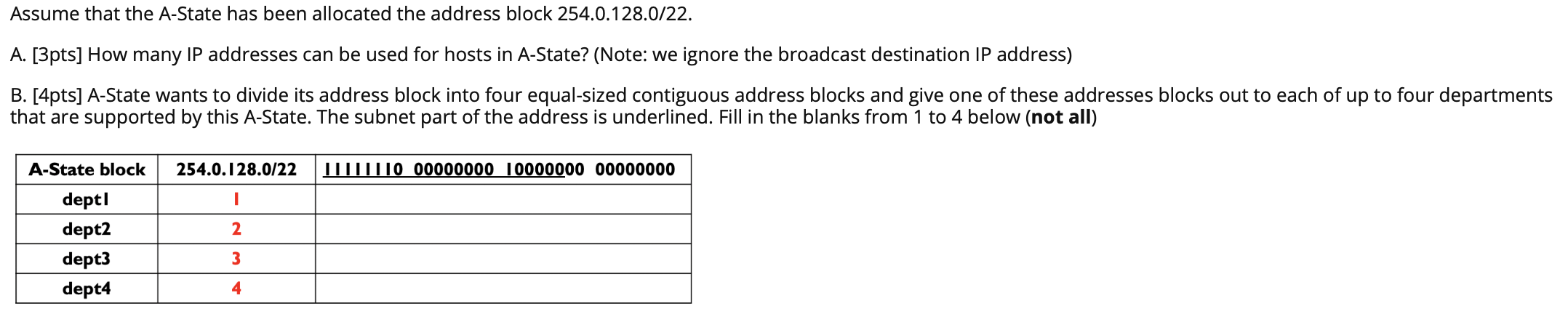 Solved Assume that the A-State has been allocated the | Chegg.com