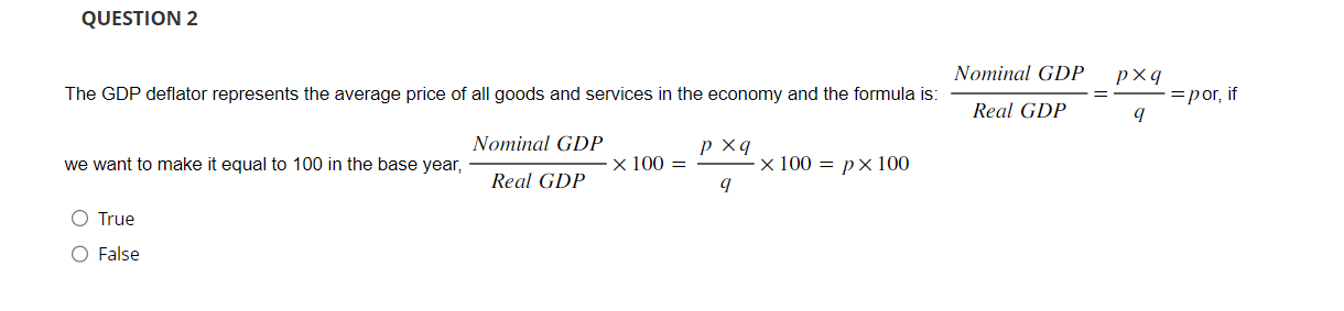 Solved The GDP deflator represents the average price of all | Chegg.com