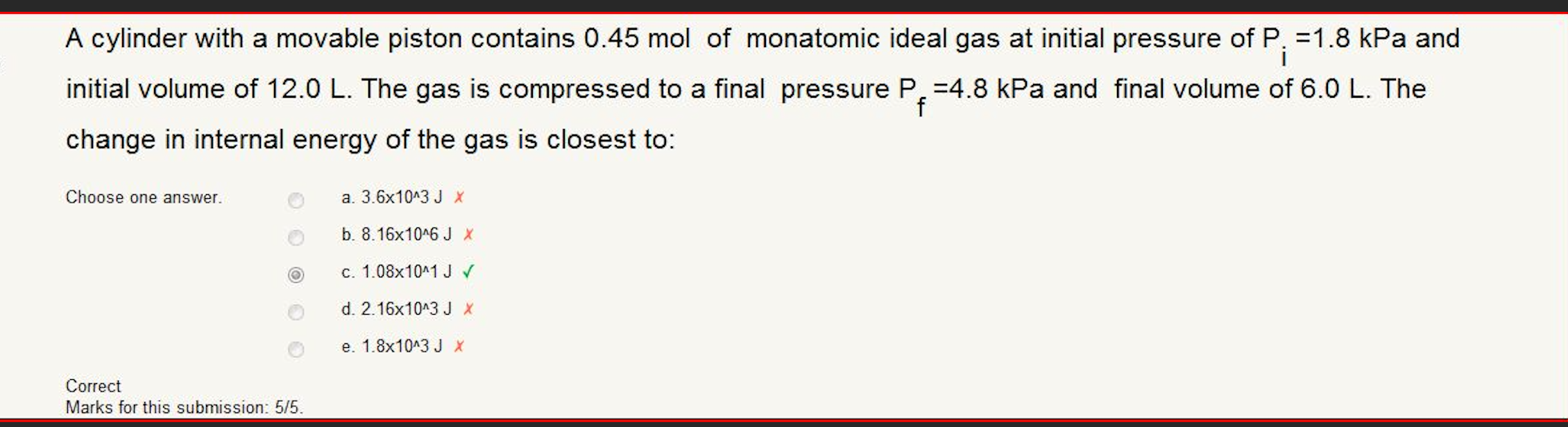 Solved A cylinder with a movable piston contains 0.45 mol of | Chegg.com
