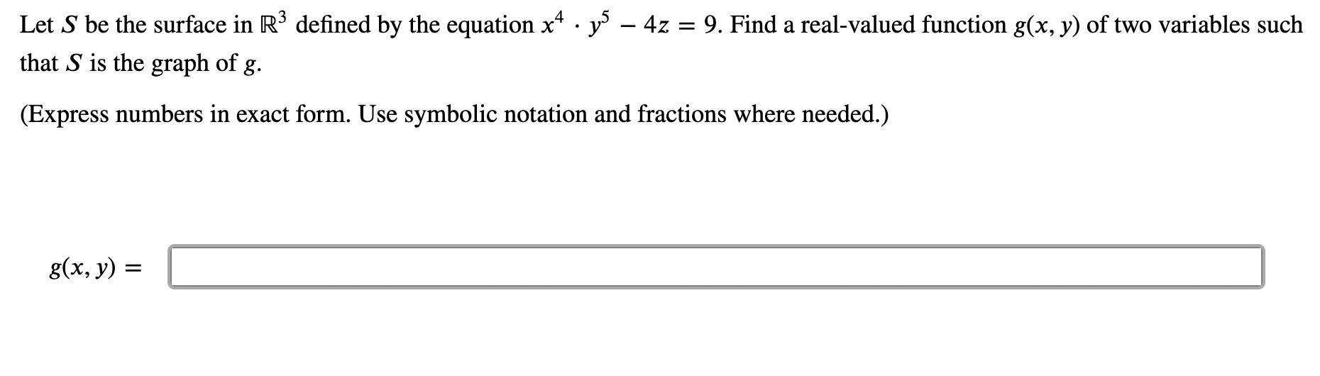 Solved Let S be the surface in R3 defined by the equation | Chegg.com
