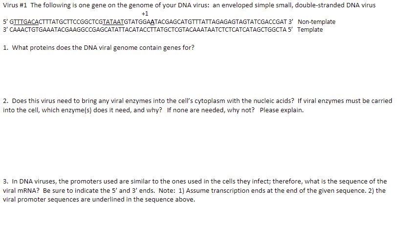 Solved Virus #1 ﻿ The following is one gene on the genome of | Chegg.com