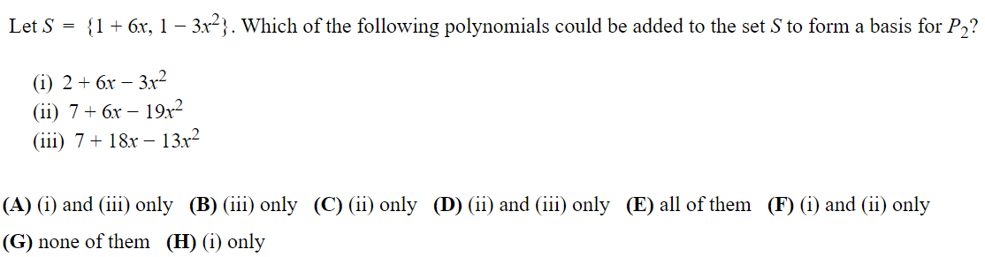 Solved Let S {1 6x 1−3x2} Which Of The Following