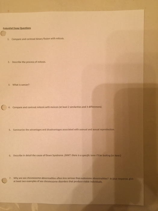 Solved Compare And Contrast Binary Fission With Mitosis Chegg