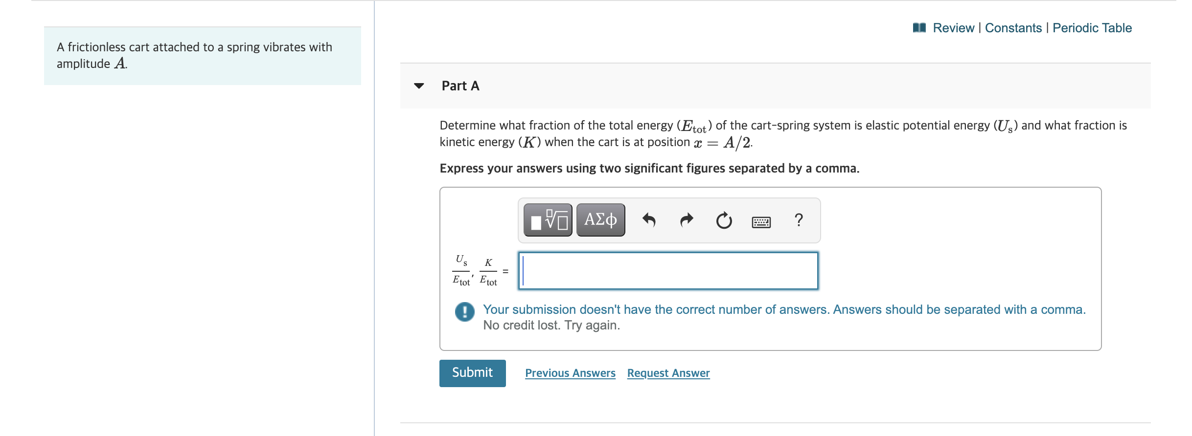 Solved 1 Review | Constants Periodic Table A frictionless | Chegg.com