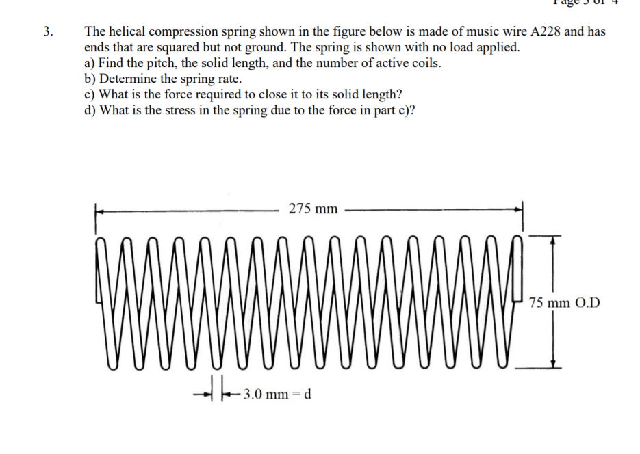 Solved 3. The helical compression spring shown in the figure | Chegg.com