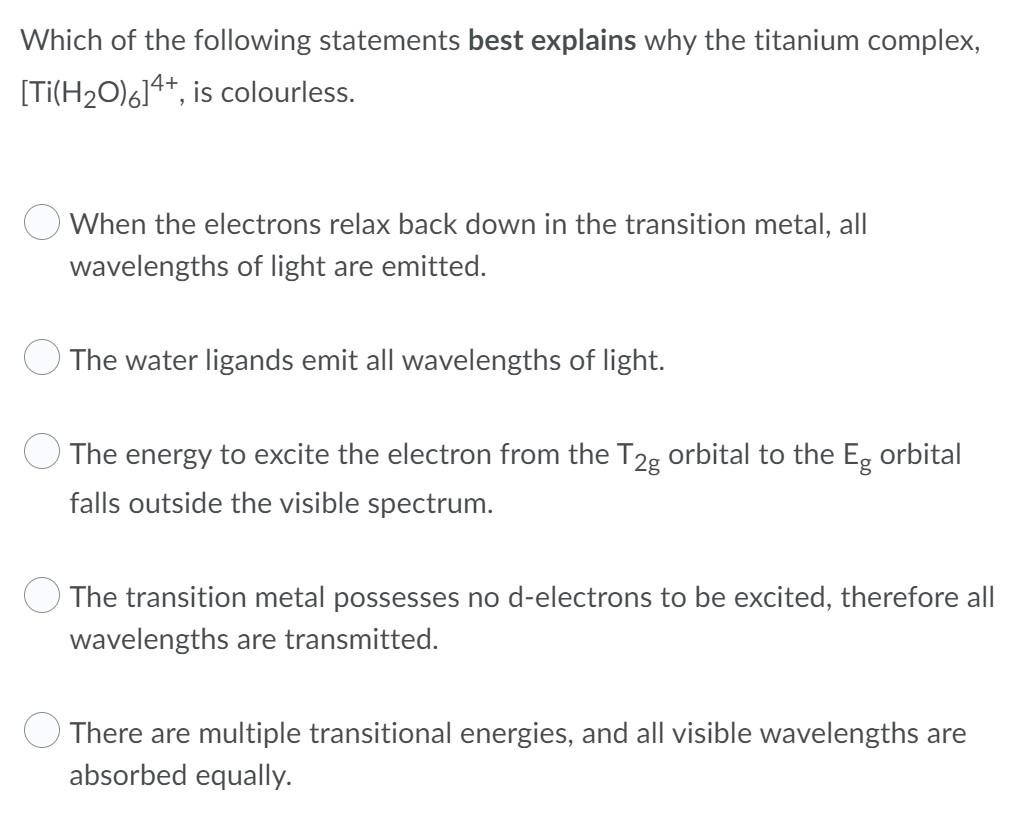 Solved Which of the following statements best explains why | Chegg.com
