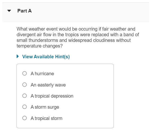 Solved What weather event would be occurring if fair weather | Chegg.com