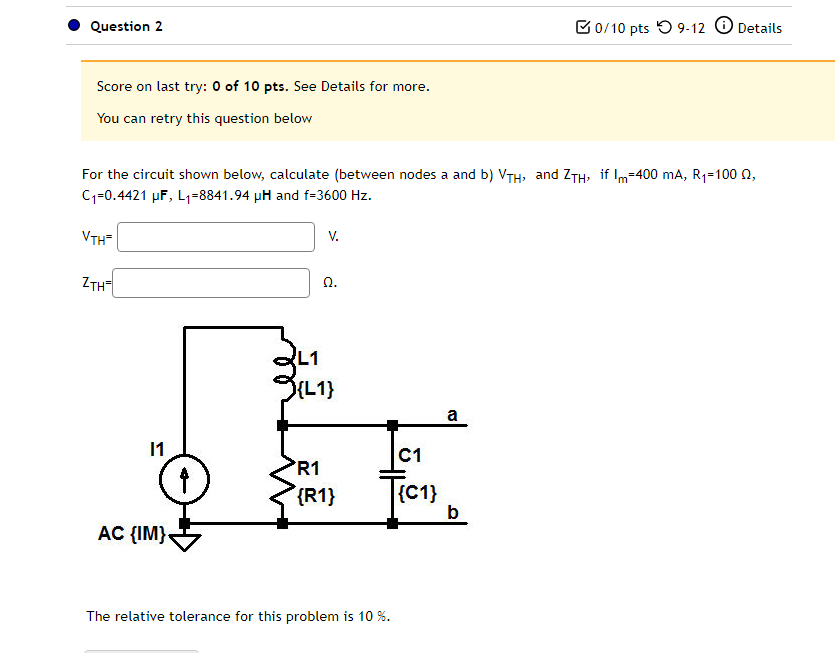Solved For the circuit shown below, calculate (between nodes | Chegg.com