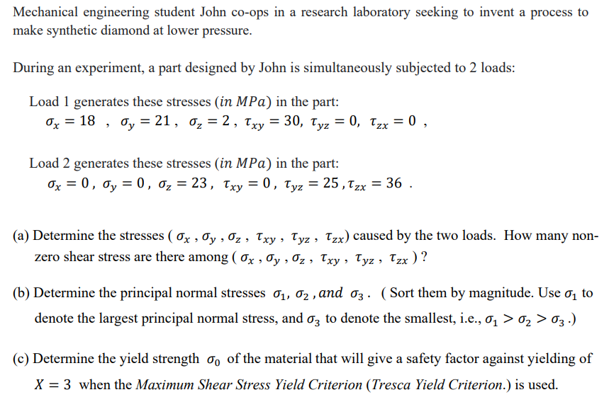 Solved Mechanical engineering student John co-ops in a | Chegg.com