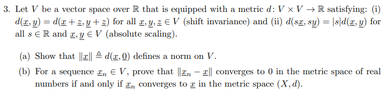Solved Let V be a vector space over R that is equipped with | Chegg.com