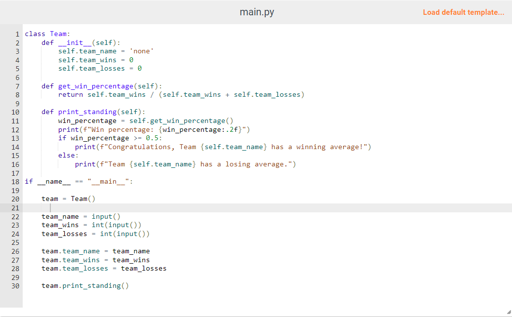 Complete the Team class implementation. For the | Chegg.com