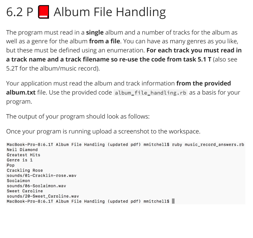 Solved 6.2 P Album File Handling The program must read in a | Chegg.com