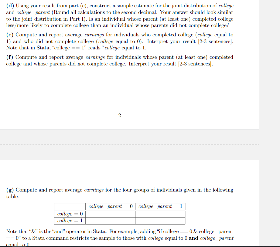 Solved Part II: Stata Exercise Use Stata to import | Chegg.com