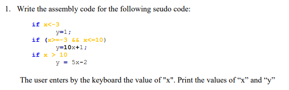 Solved I need help in assembly language if statement | Chegg.com