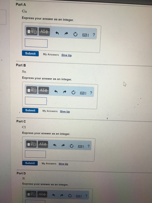 Solved Determine the number of valence electrons for each of | Chegg.com