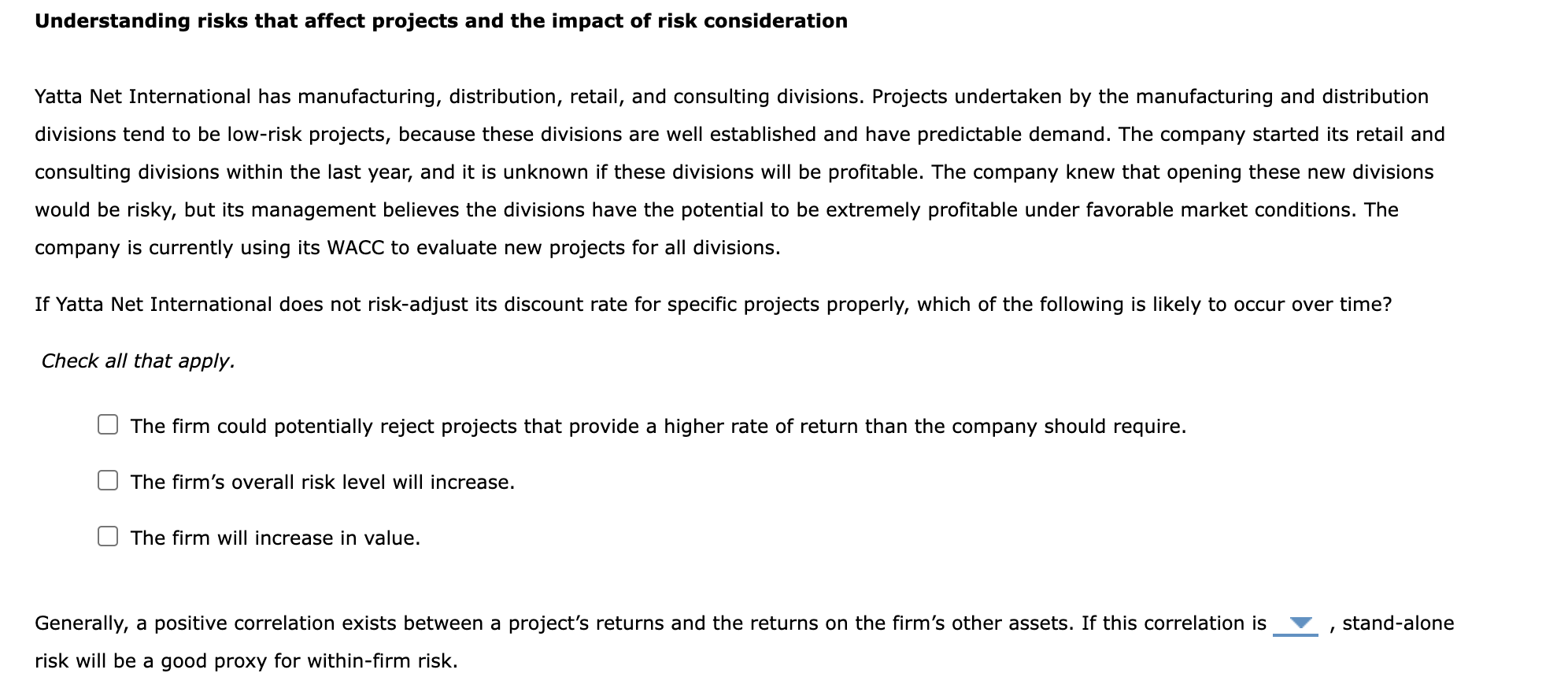 Solved Understanding risks that affect projects and the | Chegg.com