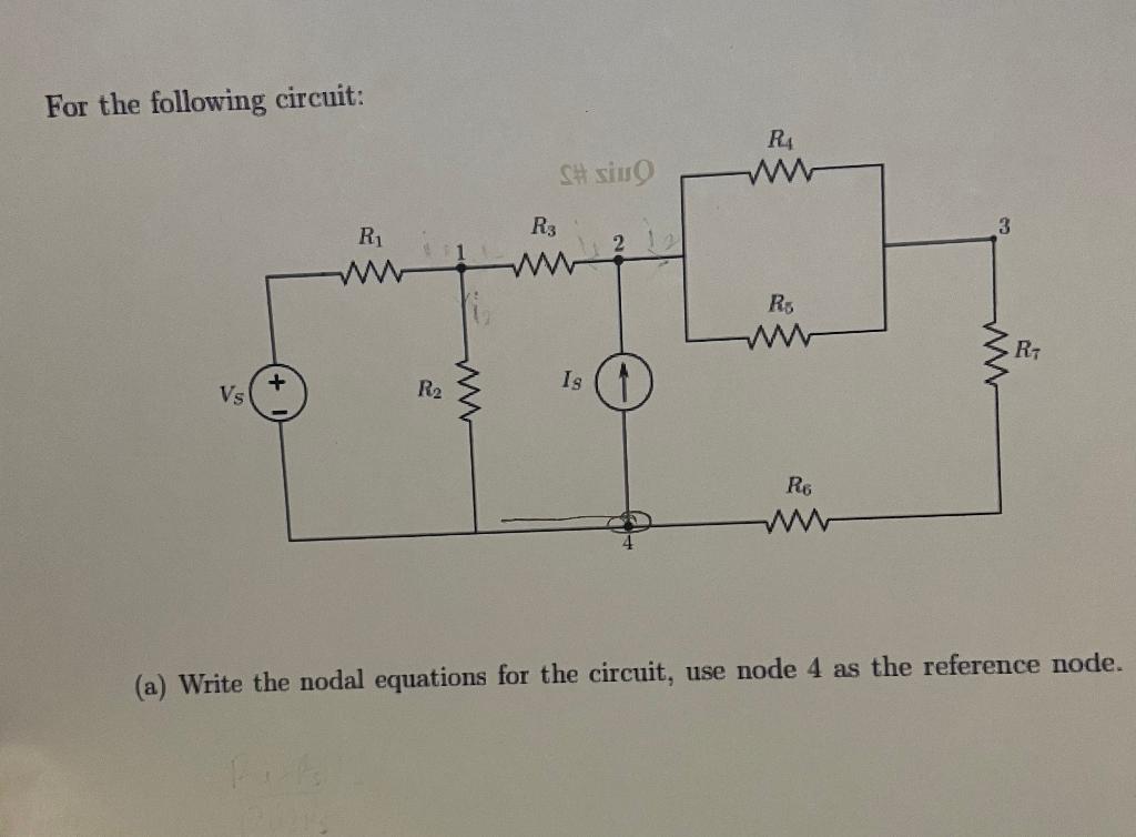 Solved For the following circuit: (a) Write the nodal | Chegg.com
