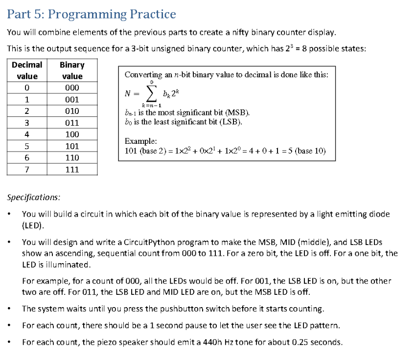 Part 5: Programming Practice You will combine | Chegg.com
