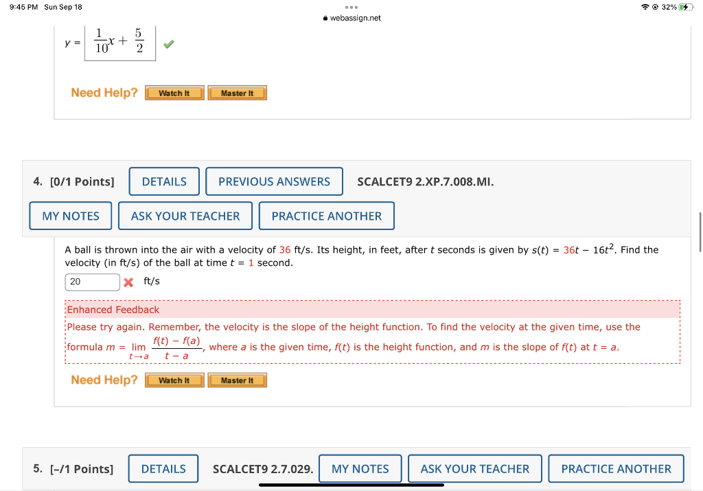 Solved 9:45 PM Sun Sep 18 e webassign.net y=101x+25 4. [0/1 | Chegg.com