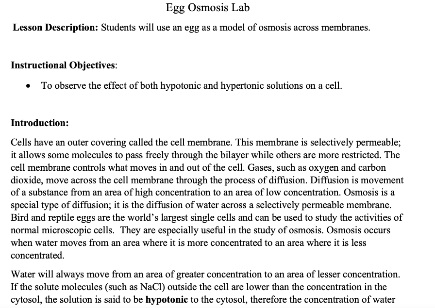 Data Analysis: 1. Did the egg in container A gain or | Chegg.com
