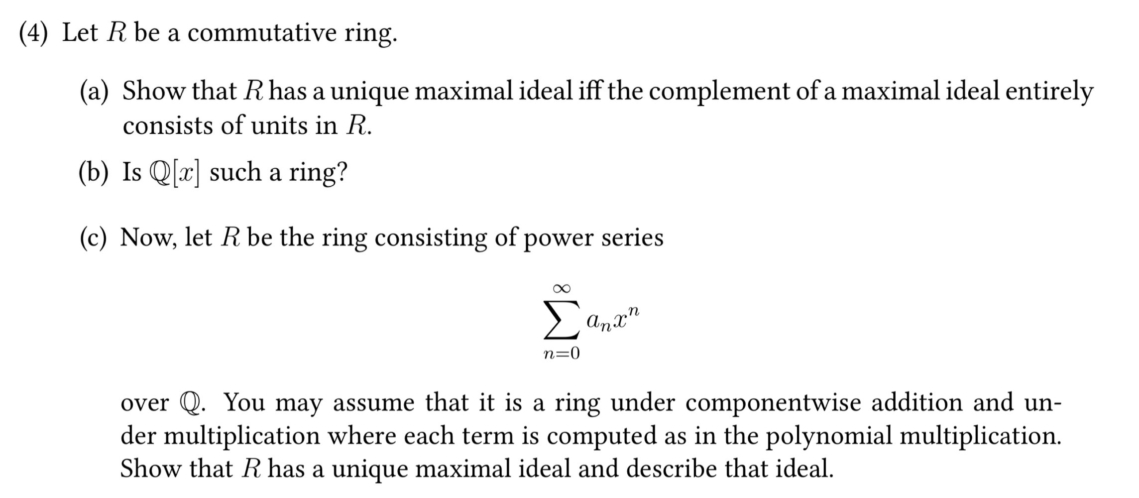 Solved Let R be a commutative ring. (a) Show that R has a | Chegg.com