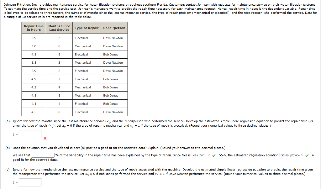 Solved a sample of 10 service calls are reported in the | Chegg.com