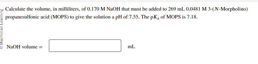 Solved Calculate the volume, in milliliters, of 0.170MNaOH | Chegg.com
