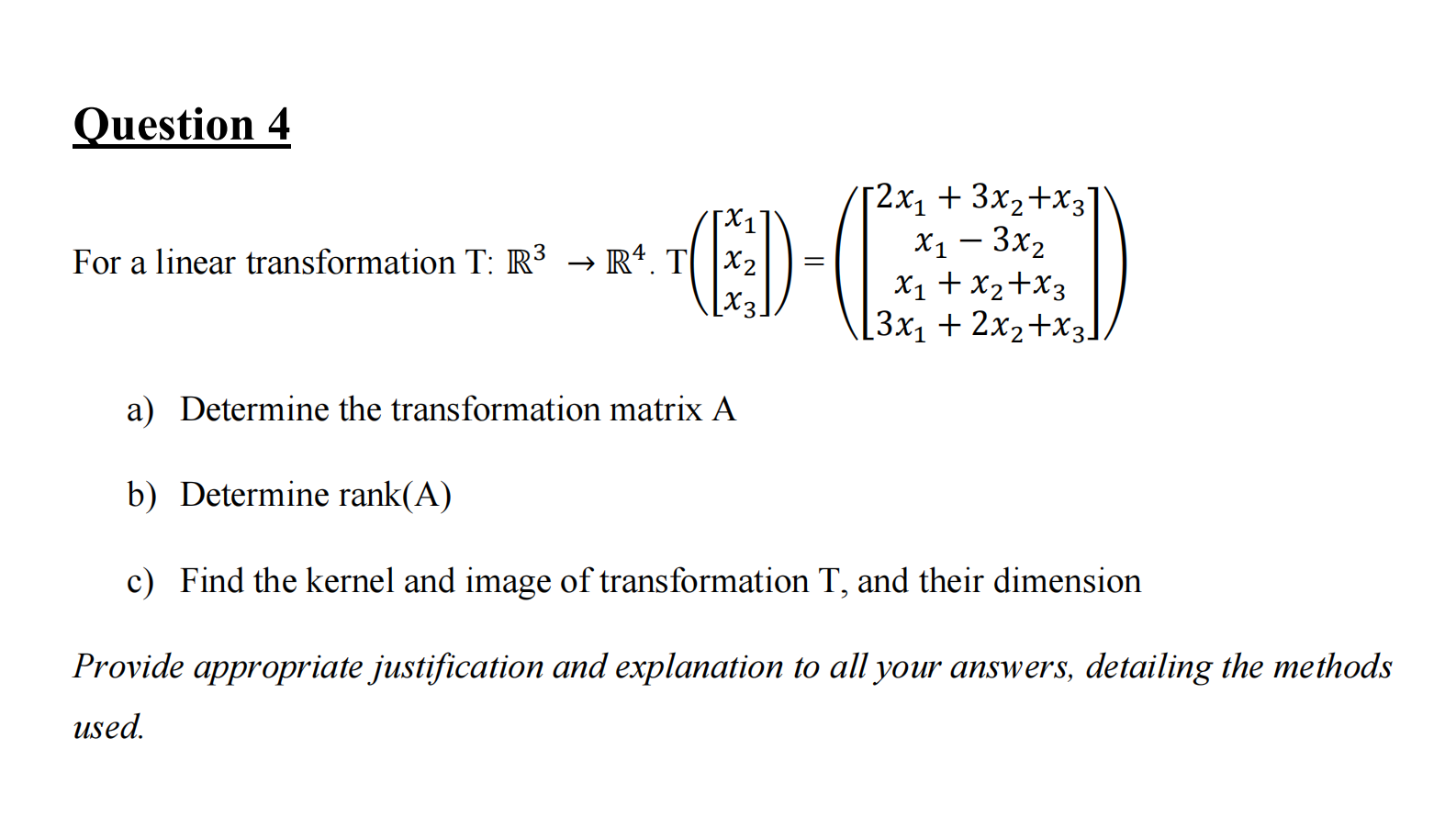 Solved For a linear transformation | Chegg.com