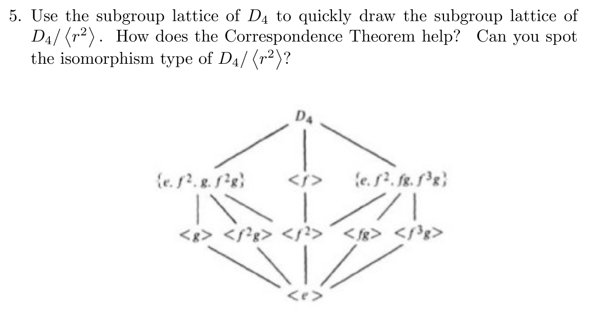 Solved 5. Use the subgroup lattice of D4 to quickly draw the | Chegg.com