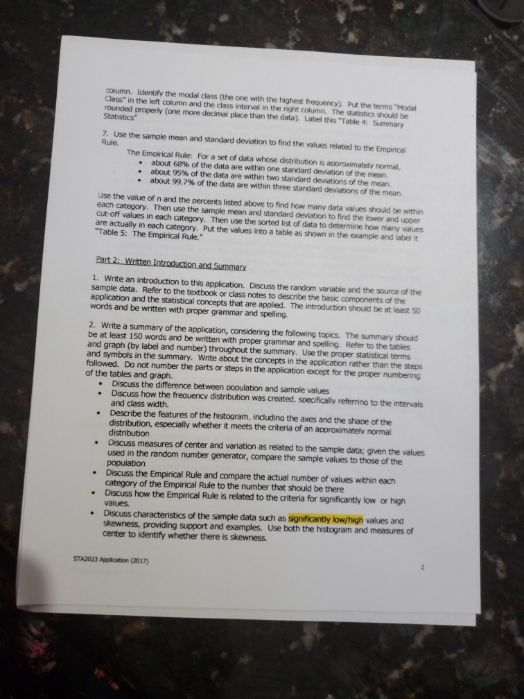 STA2023 Application: Sample Data, Statistics, and the | Chegg.com