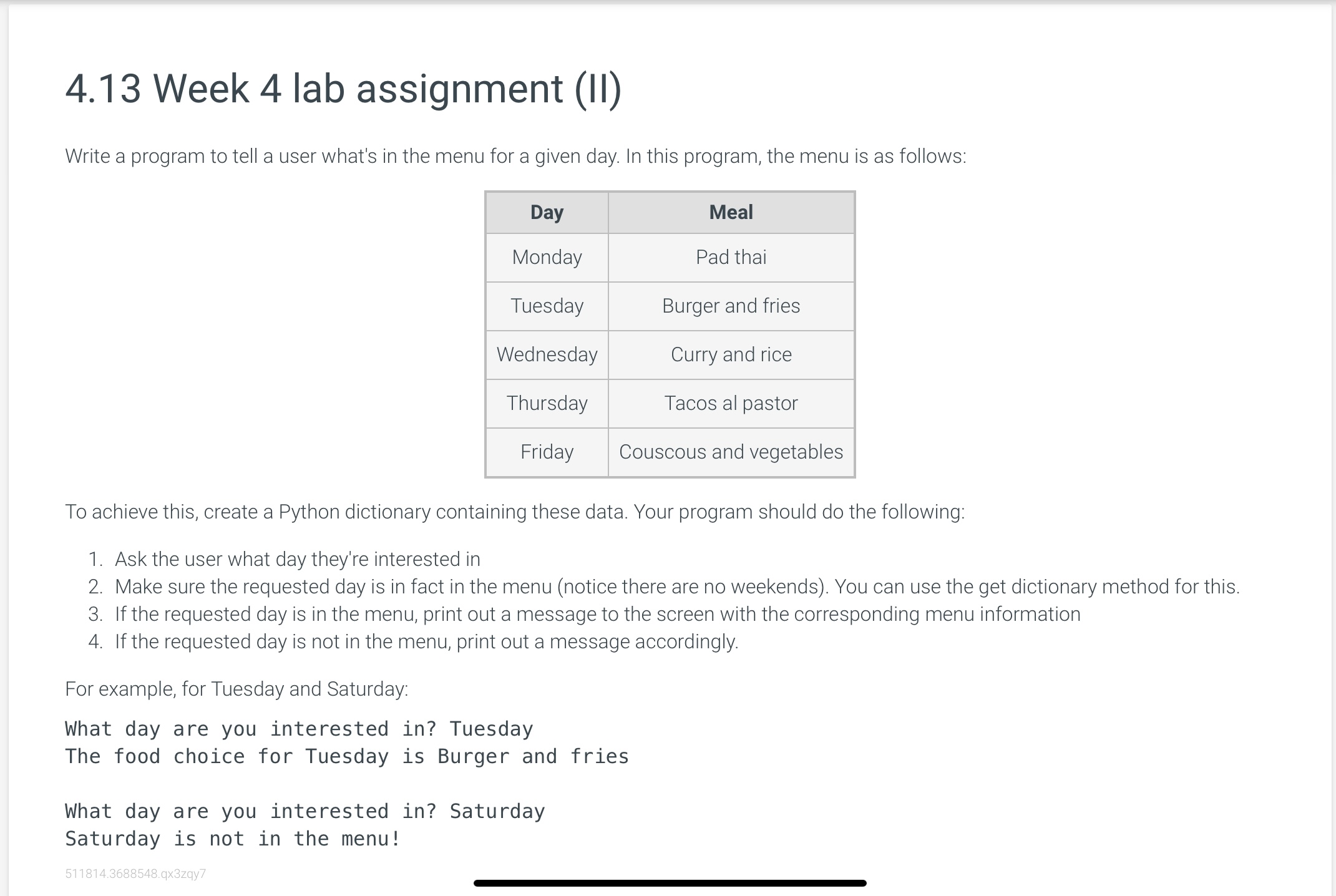 Solved 4.13 Week 4 lab assignment (II) Write a program to | Chegg.com