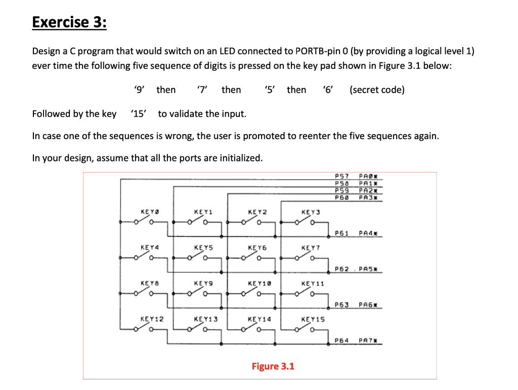 Solved Exercise 3: Design a C program that would switch on | Chegg.com