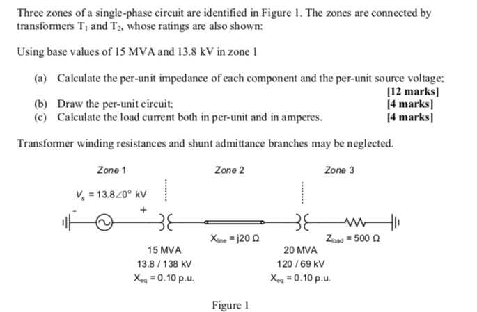 Solved Three zones of a single-phase circuit are identified | Chegg.com