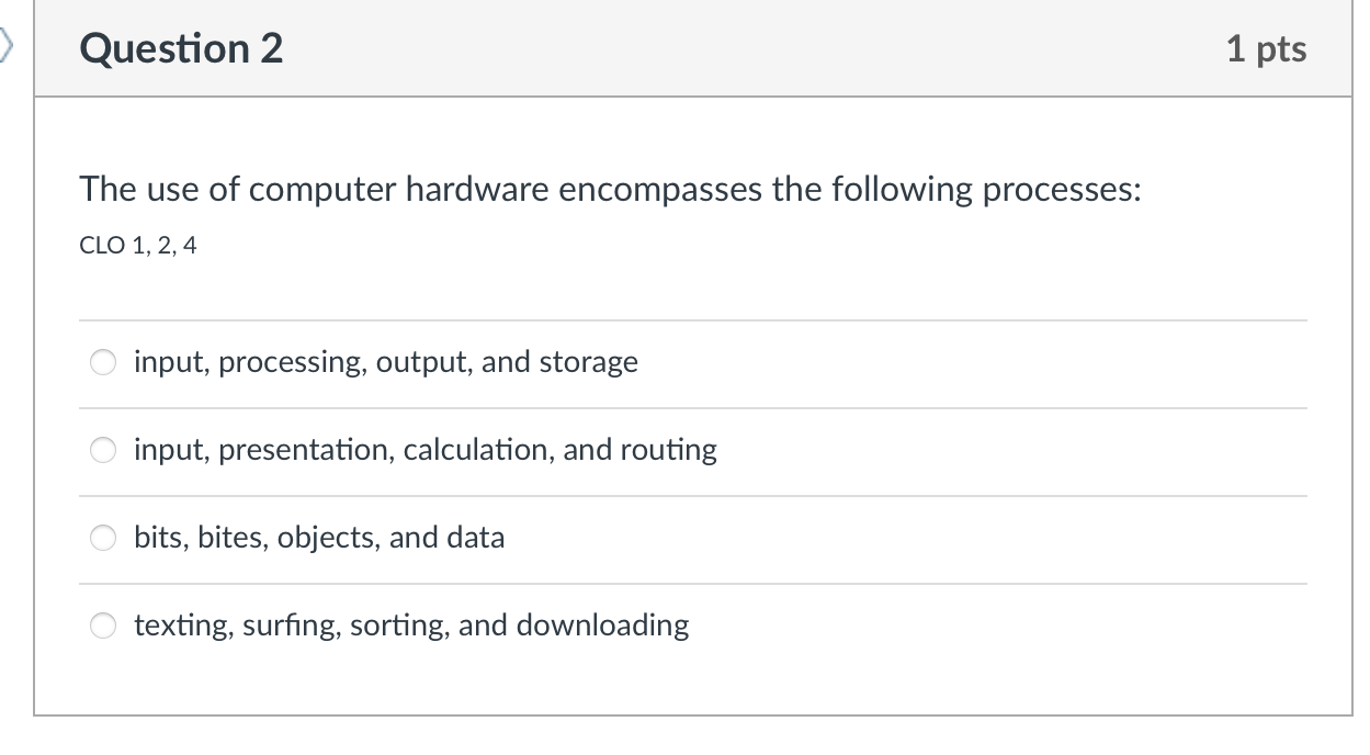 Solved Question 2The use of computer hardware encompasses | Chegg.com